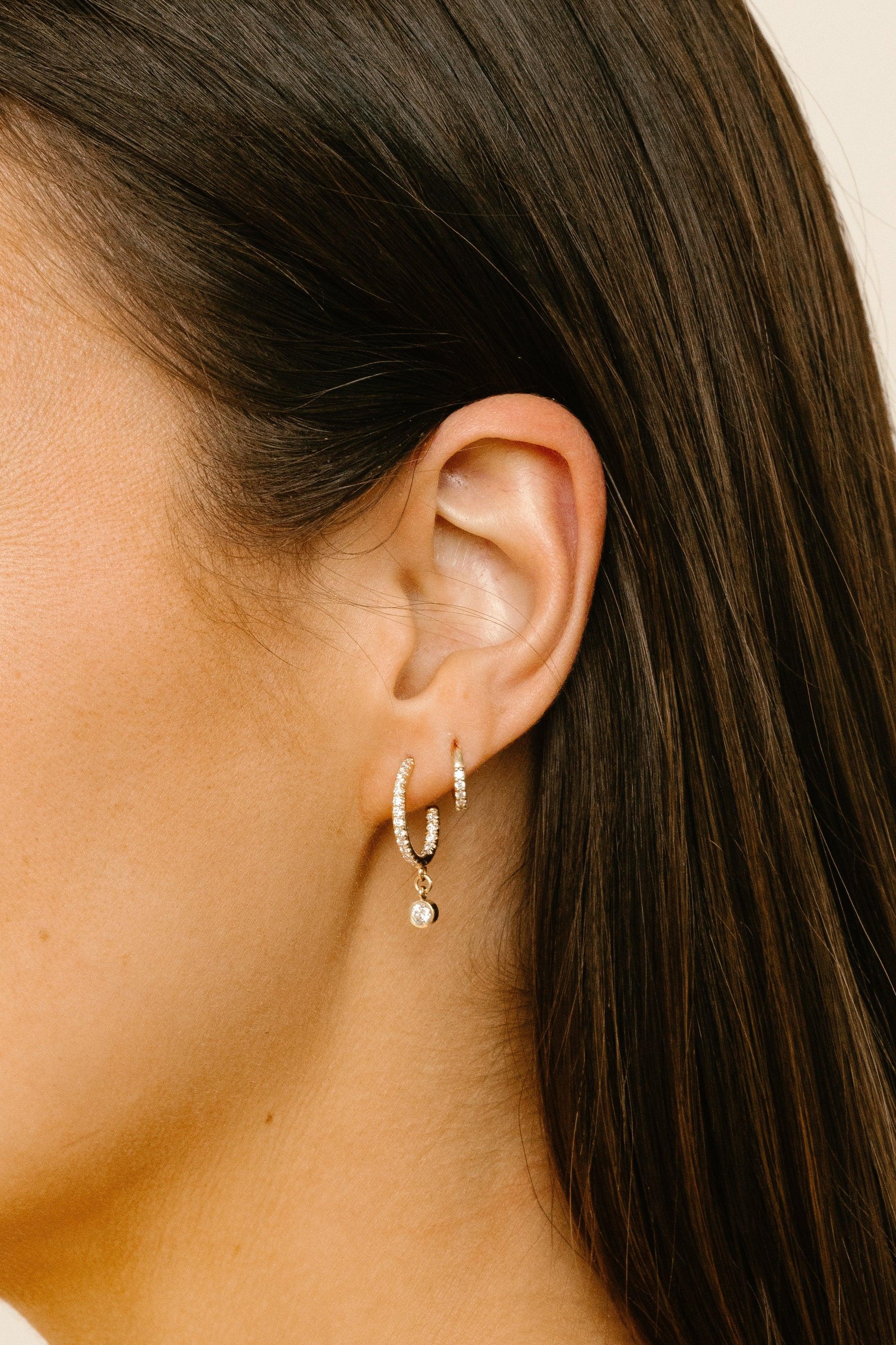 Diamond Drop Hoops - Gold Jewelry | Nashelle