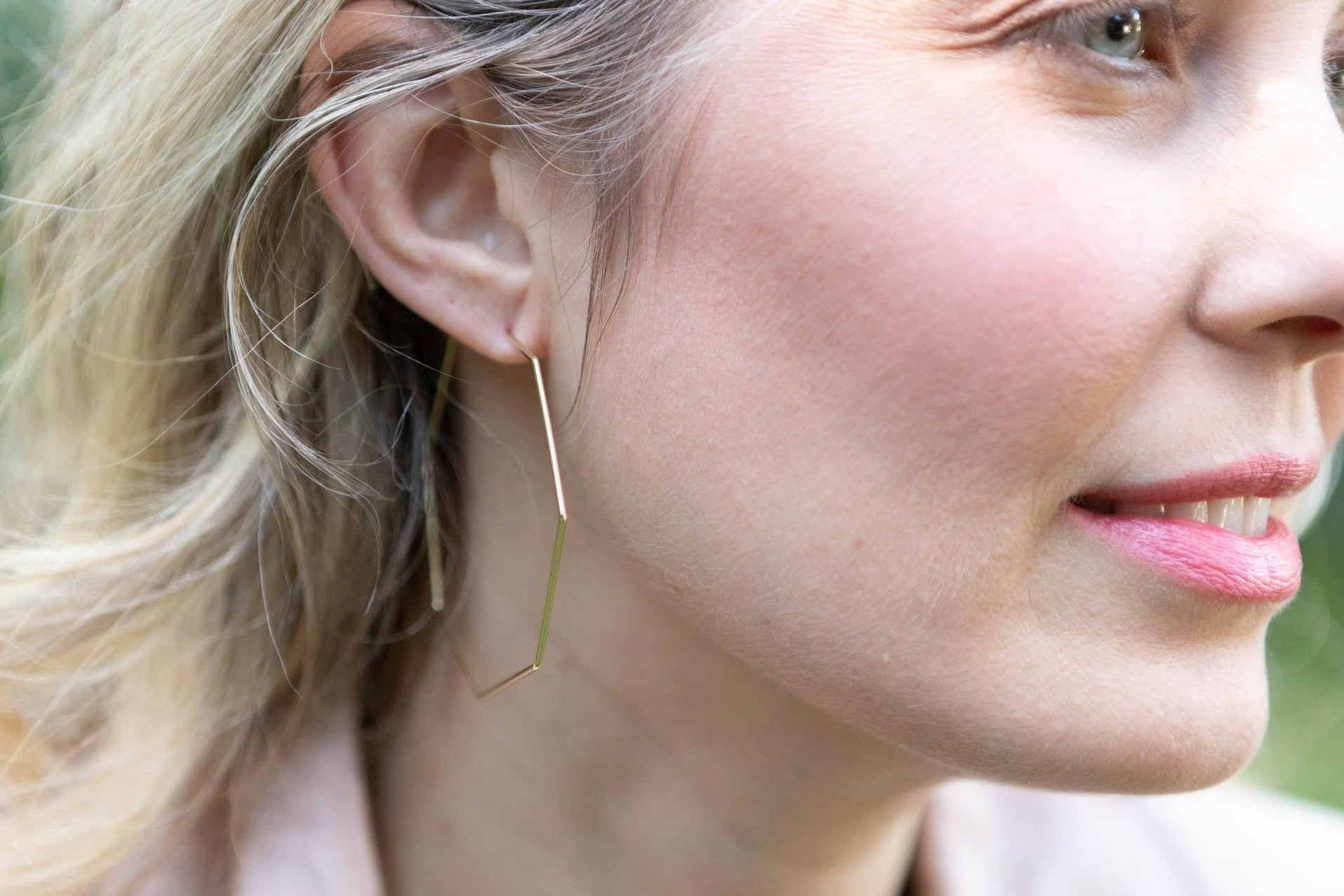Octagon Hoop Earrings | Gold Jewelry